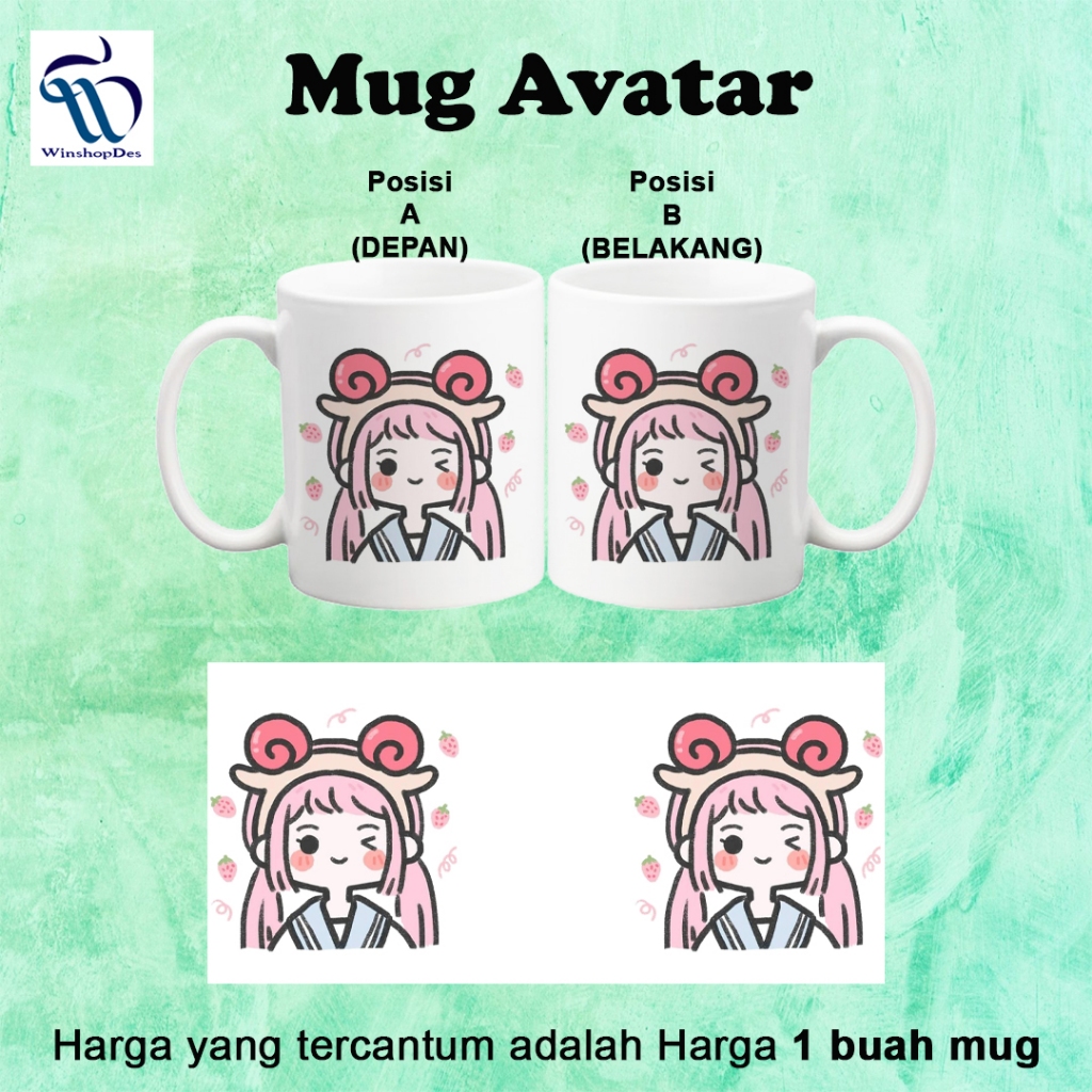 Jual MUG CUSTOM LUCU AVATAR / GELAS CUSTOM / MUG AVATAR (KARIKATUR ...