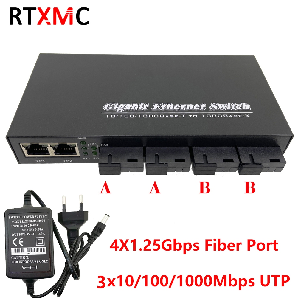 Jual With Power Switch Ethernet Gigabit Single Mode 4 1.25G SC 3 1000M ...