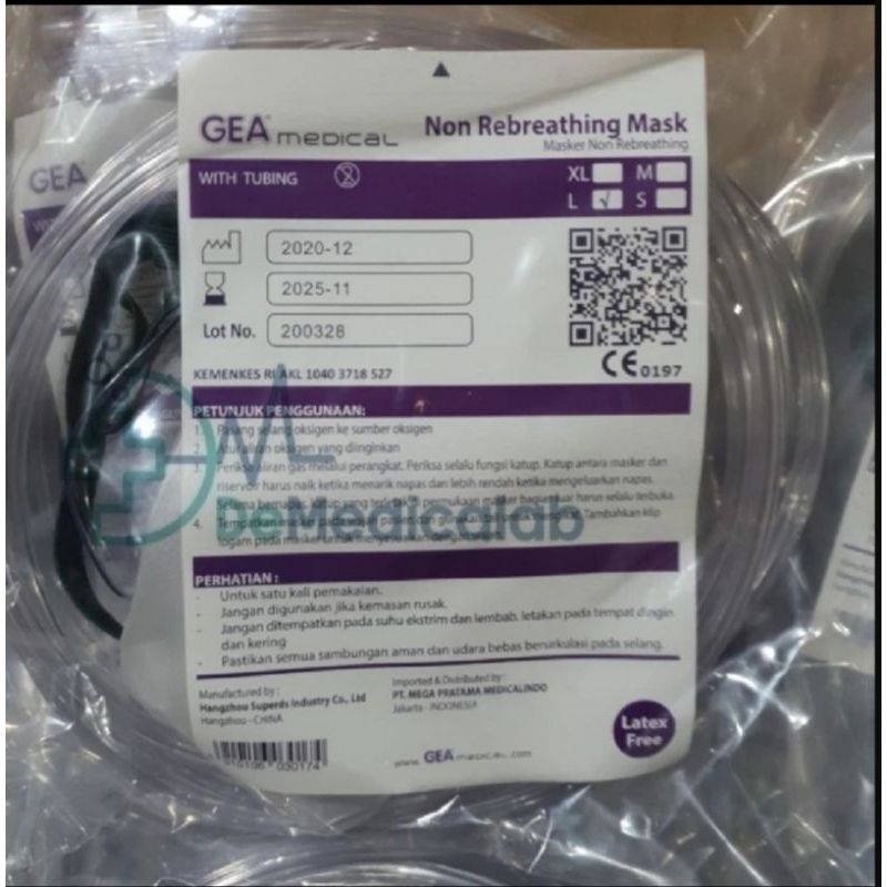 Jual Masker Oxygen Non-Rebreathing /Oxygen Mask Selang Oksigen Non ...