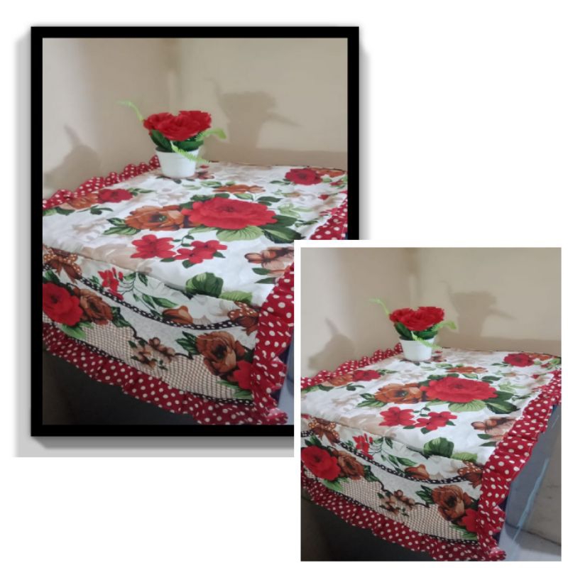 Jual TUTUP KULKAS / TAPLAK KULKAS RENDA MOTIF SHABY MERAH | Shopee ...
