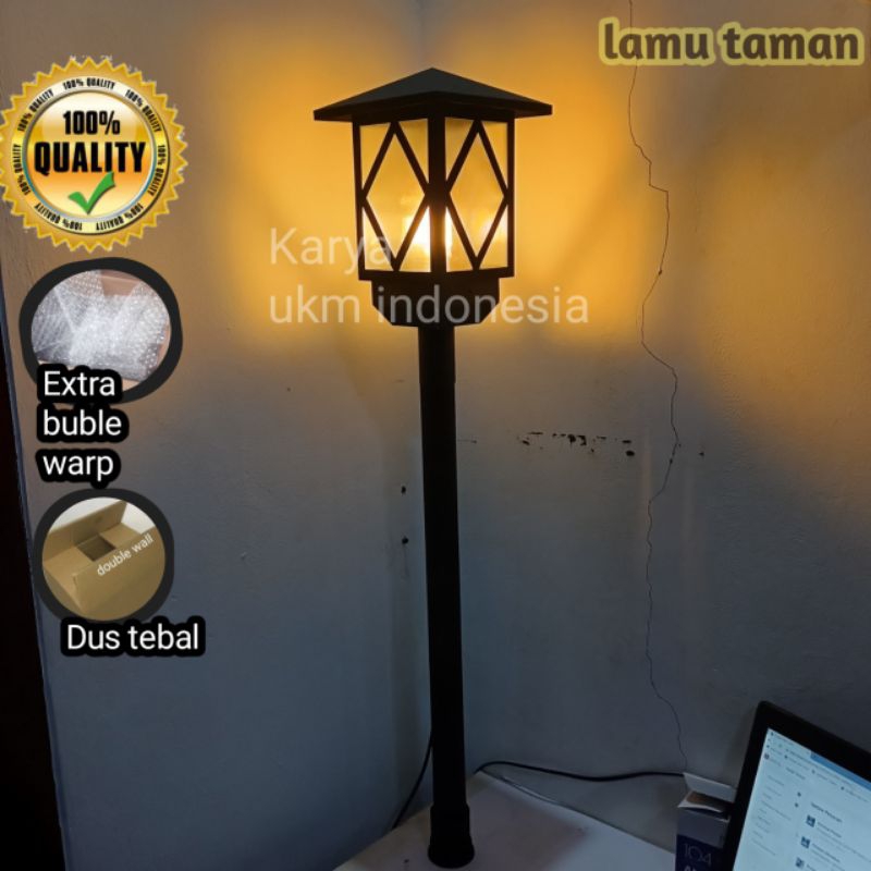 Jual lampu taman set tiang besi 1 meter ; lampu taman halaman rumah ...