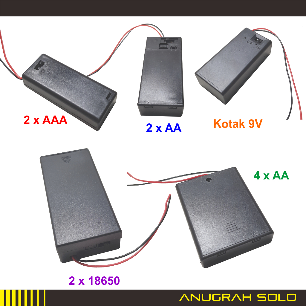 Jual Box Batere Battery Holder Tempat Baterai 2XAA 2XAAA 2X18650 9V ...
