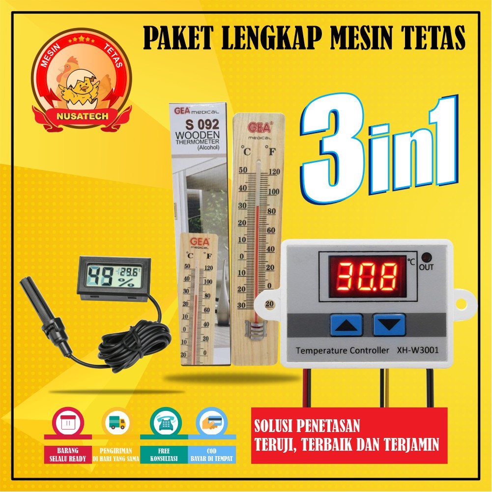 Jual Paket Lengkap Mesin Tetas Termostat W3001 Termo-Hygrometer Kabel ...