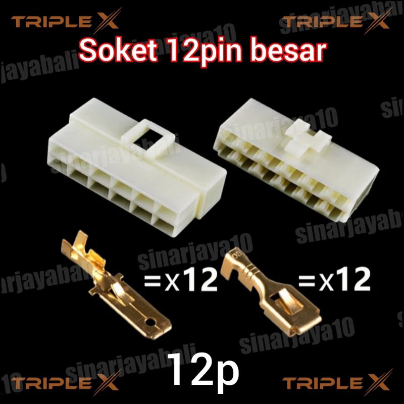Jual soket 12pin socket 12p motor mobil konektor kabel 12 pin besar 6,3 ...