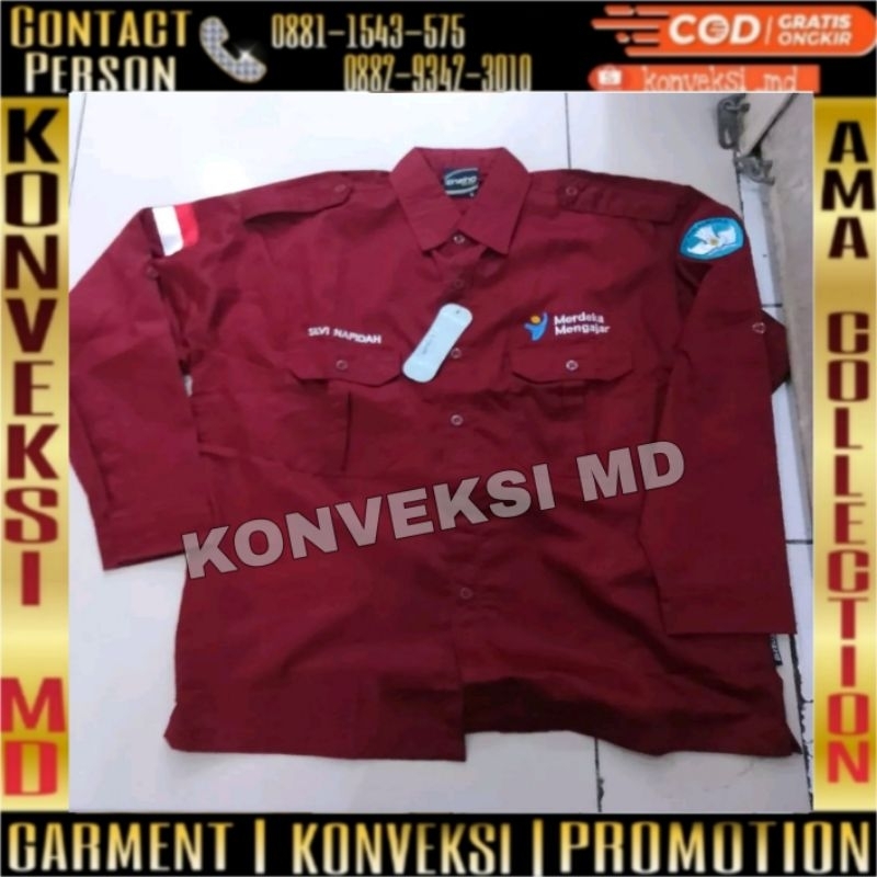 Jual kemeja pdh pendidikan guru penggerak merdeka mengajar full bordir ...