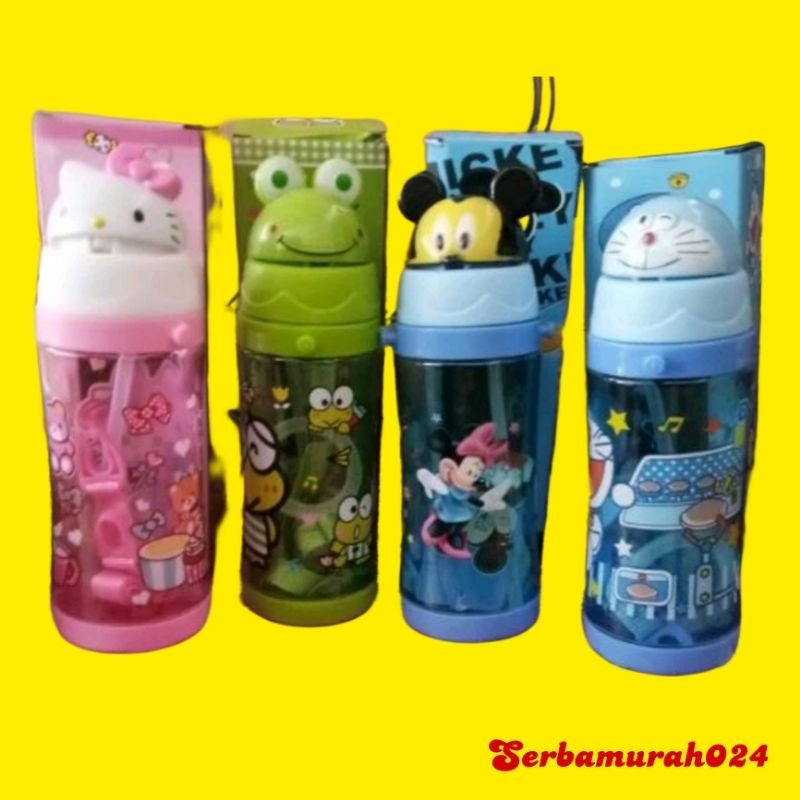 Jual Botol minum anak sedot karakter hello kity , doraemon, Mickey ...