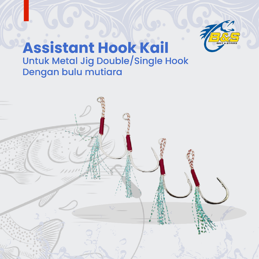 Jual Assistant Hook Kail Metal Jig Double/Single Hook dengan bulu ...