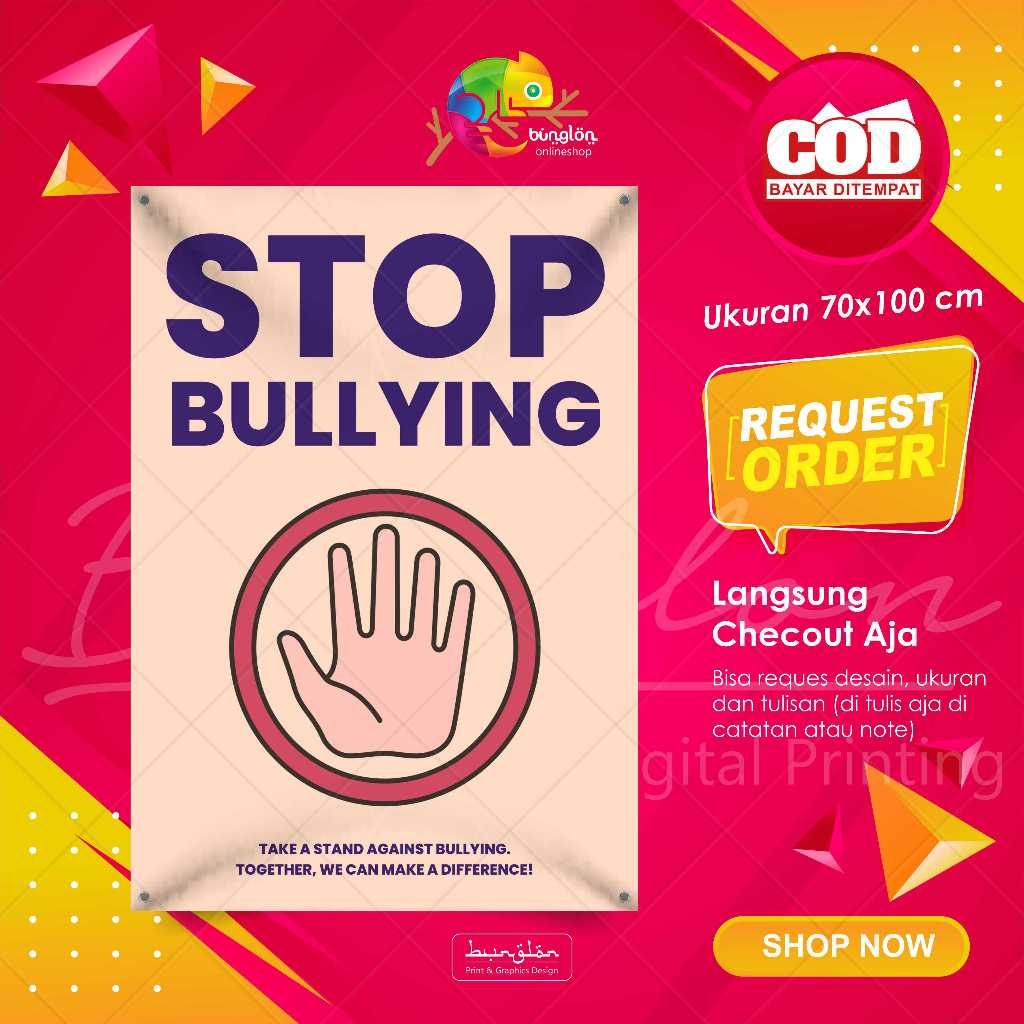 Jual Uk 70x100 Spanduk Stop Bullying Stop Perundungan Model C | Shopee ...