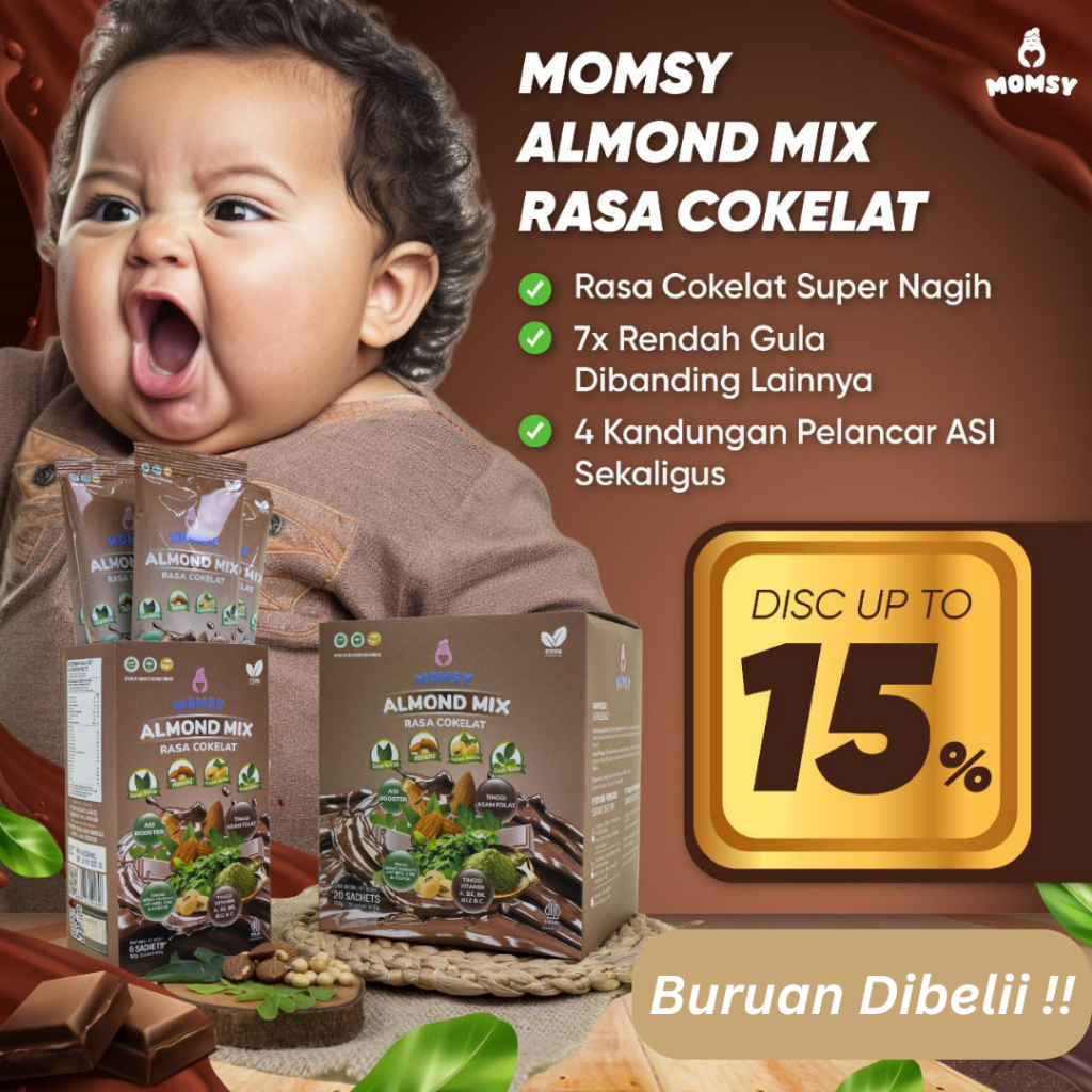 Jual Momsy Almond Mix Rasa Vanilla Cokelat/Coklat Pelancar ASI / ASI Booster/ ASI Boster ...