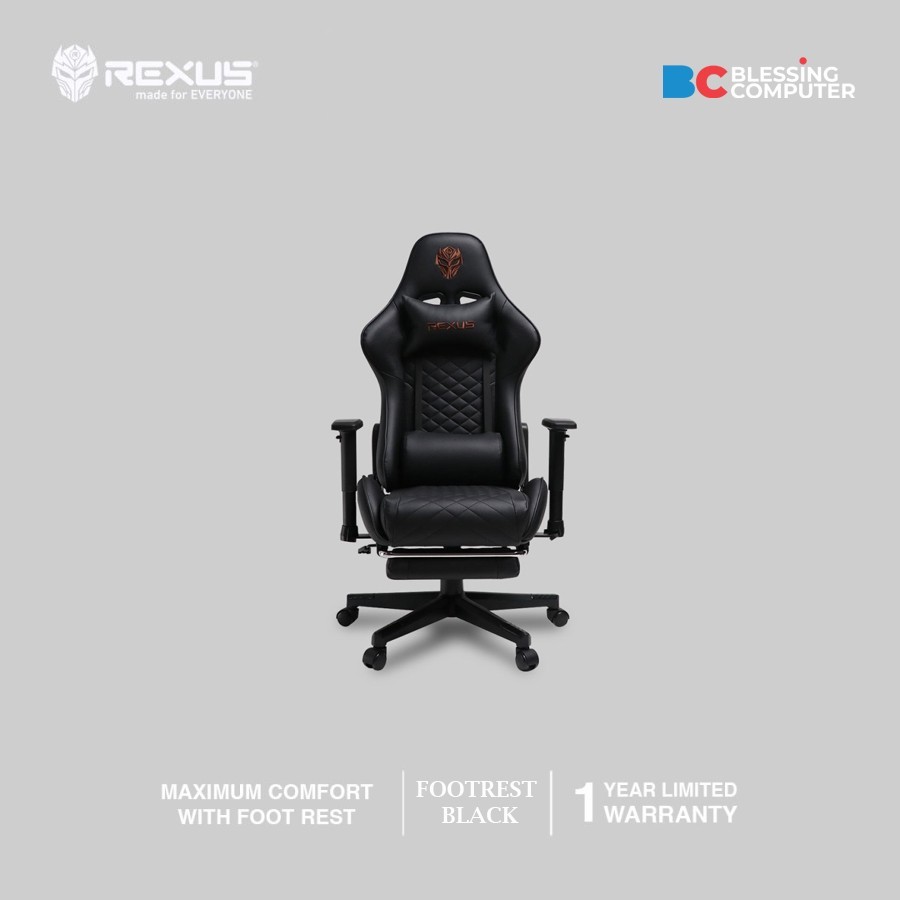 Jual KURSI GAMING REXUS RGC-100 MAX FOOTREST BLACK | Shopee Indonesia