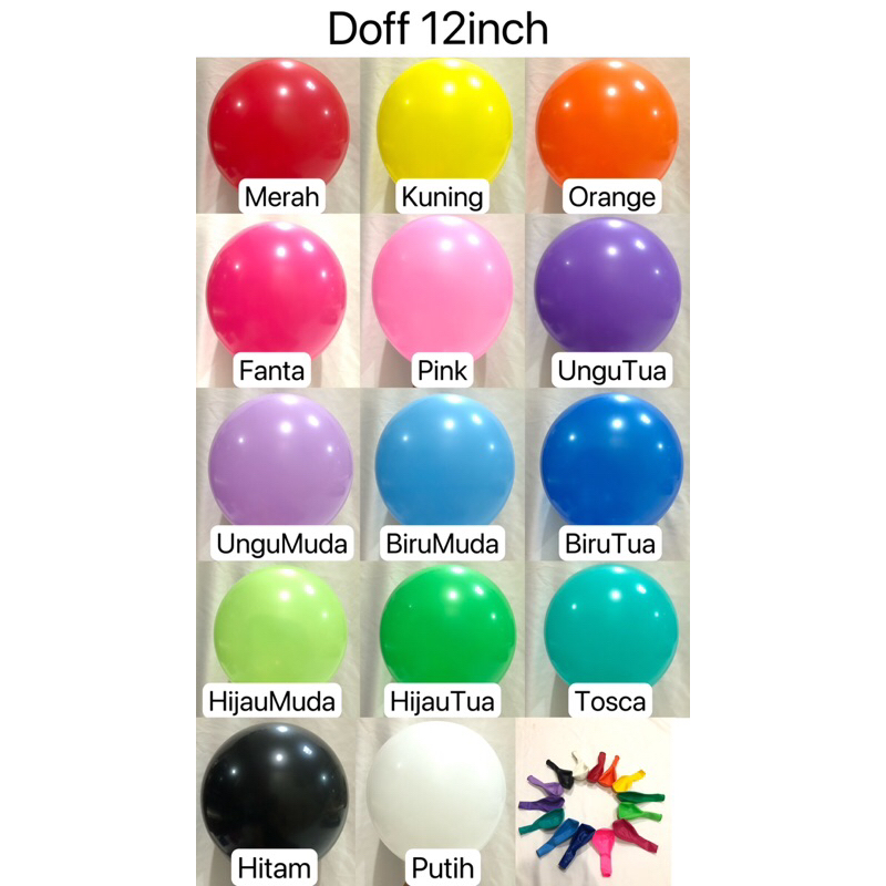 Jual Balon Latex DOFF 12inch Satuan | Shopee Indonesia