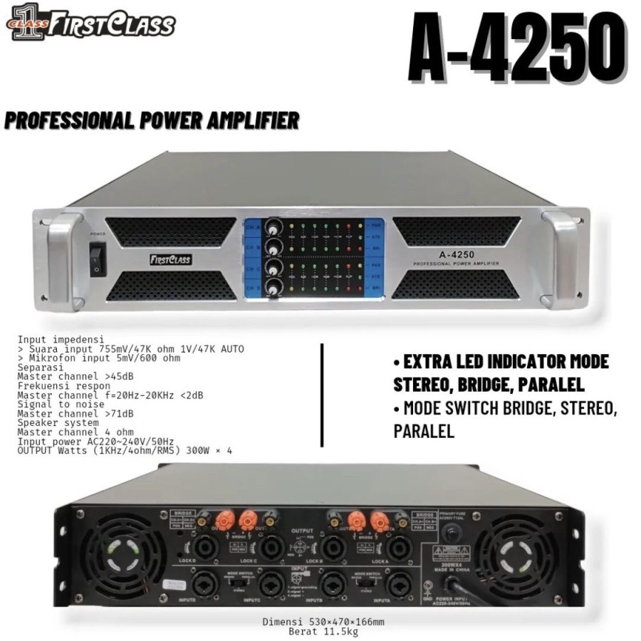 Jual Power Amplifier FirstClass 4250 | FC A4250 4 Channel 4CH FCA4250 Original Firtsclass ...