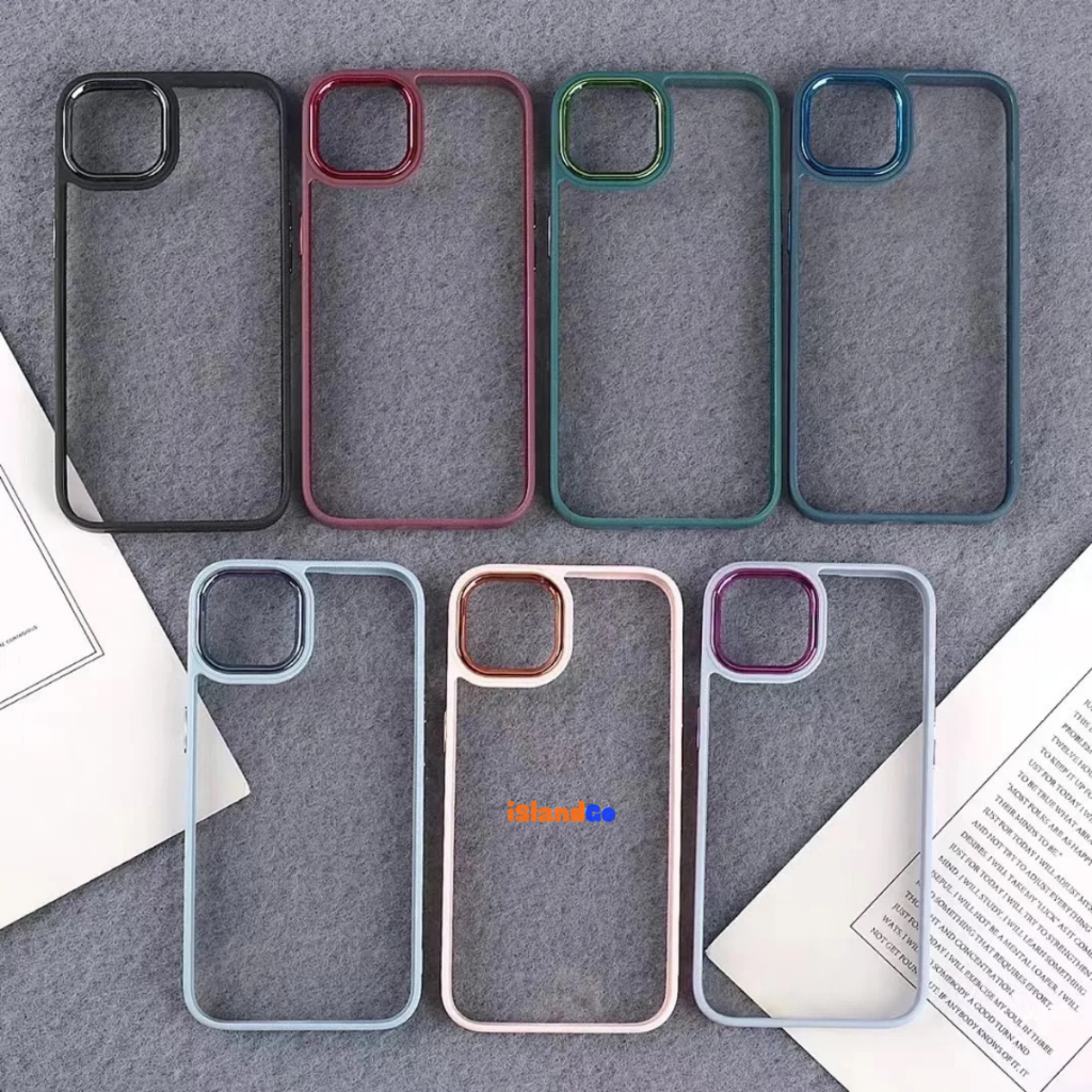 Jual Clear Acrylic Metalic (2) Plating Case for iPhone XR XS MAX 11 12 13 14 15 16 Plus Pro Max ...