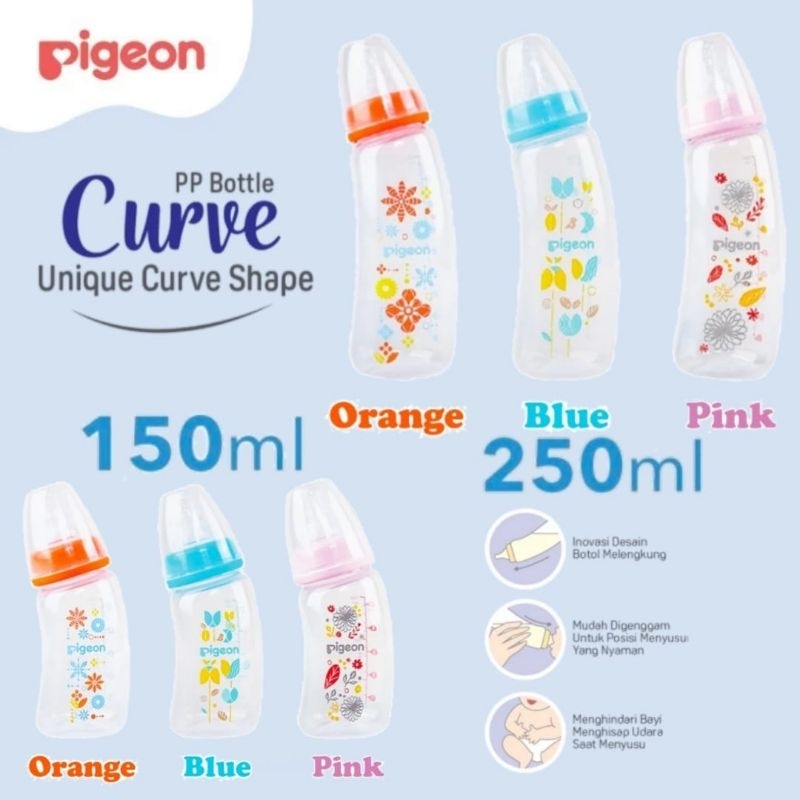 Jual Pigeon Botol PP Curve 150ml 250ml With Slim Nipple - Botol Susu ...