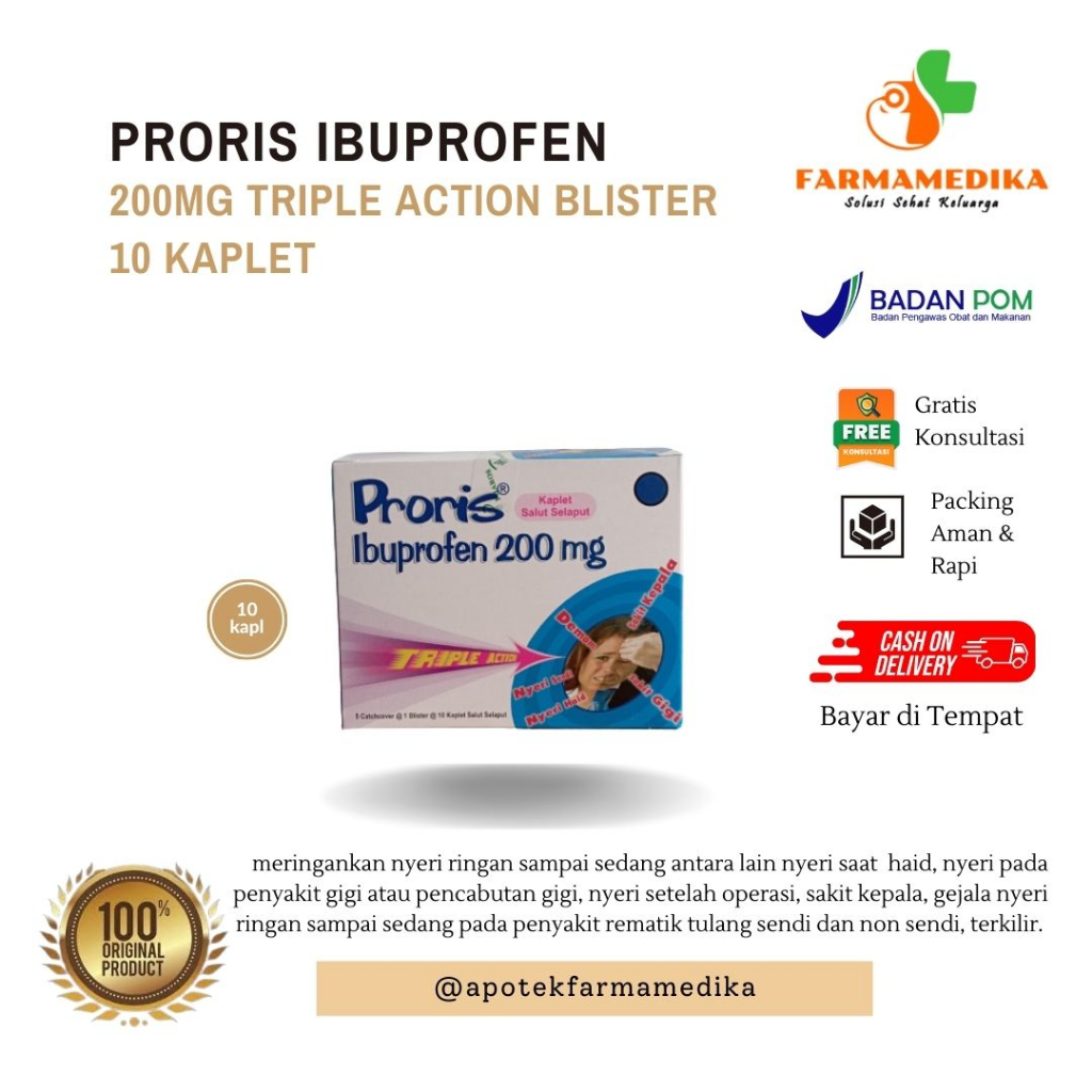 Jual PRORIS IBUPROFEN 200MG TRIPLE ACTION BLISTER 10 KAPLET | Shopee ...