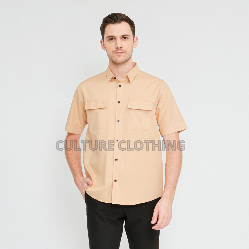 Jual MENZONE - Kemeja Pria Dewasa Kemeja Pria GOLDVA Brown Polos Lengan ...