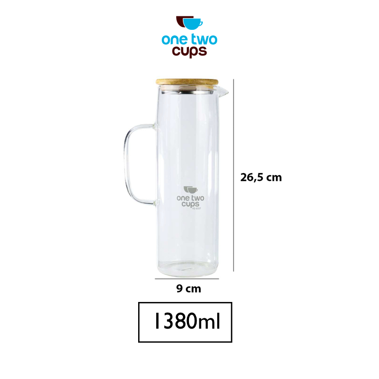 Jual One Two Cups Teko Pitcher Teh Kopi Borosilicate Glass 1380ml - YS-6337 | Shopee Indonesia