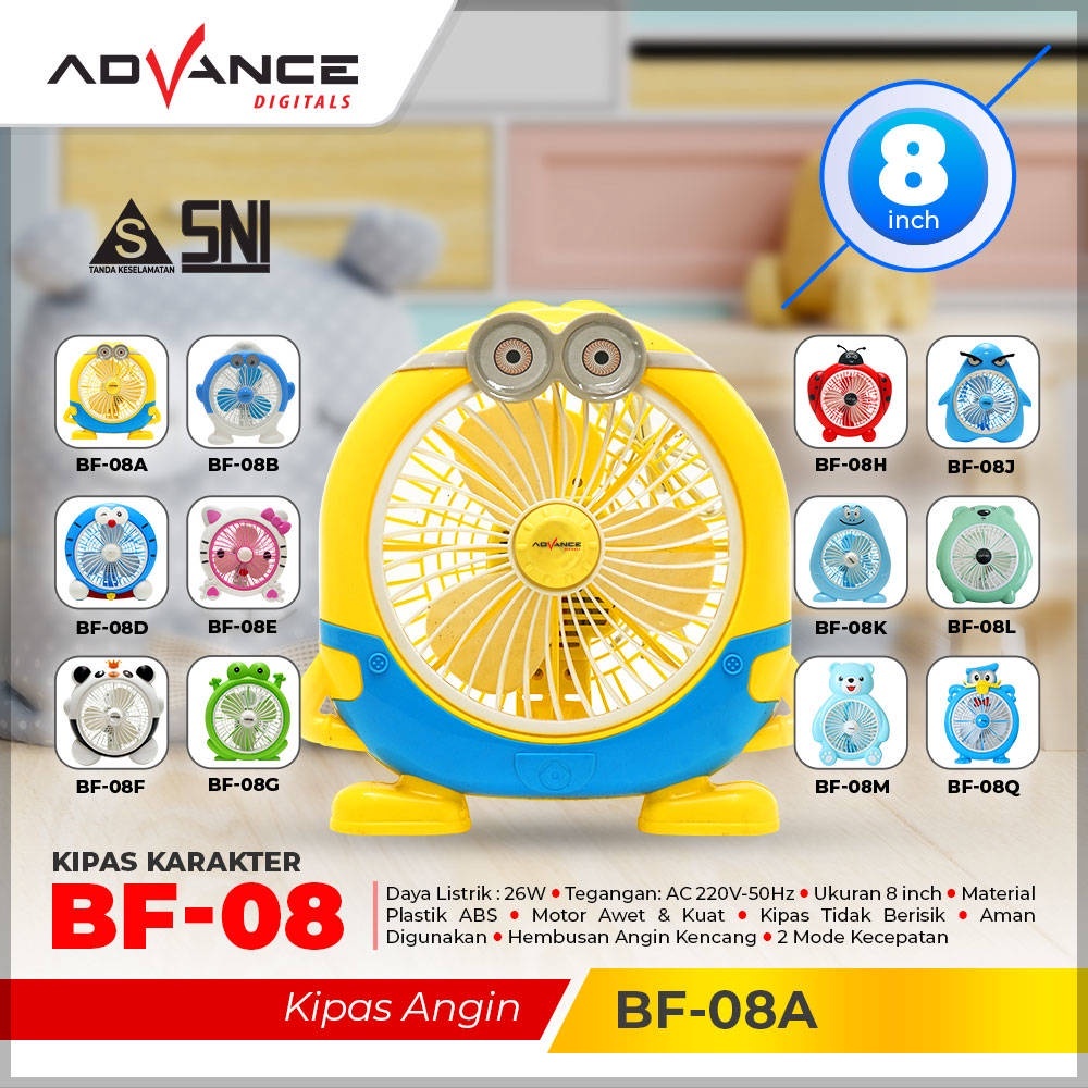 Jual KIPAS ANGIN KARAKTER LUCU DUDUK 8 INCH ADVANCE KIPAS ANGIN MINI ...
