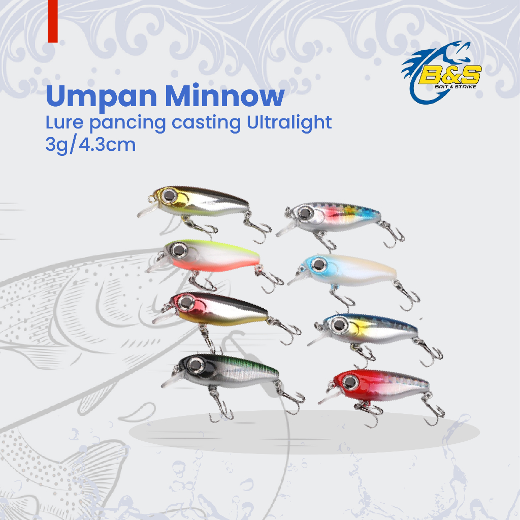 Jual Lure Minnow 3g/4.3cm umpan pancing casting Ultralight MN087 ...
