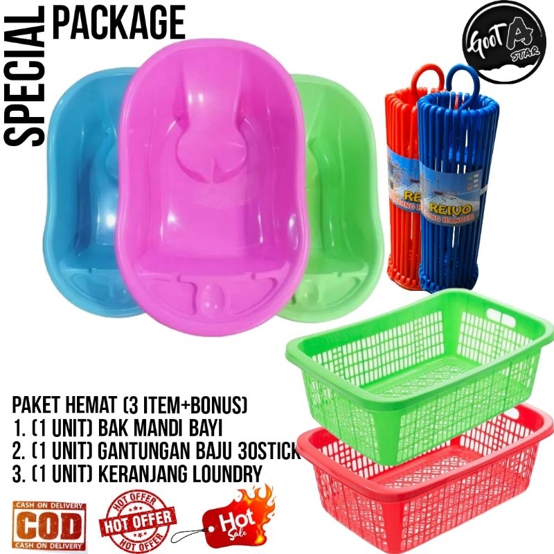 Jual Paket Hemat!! Bak Mandi Bayi+Gantungan Baju+Keranjang | Shopee ...