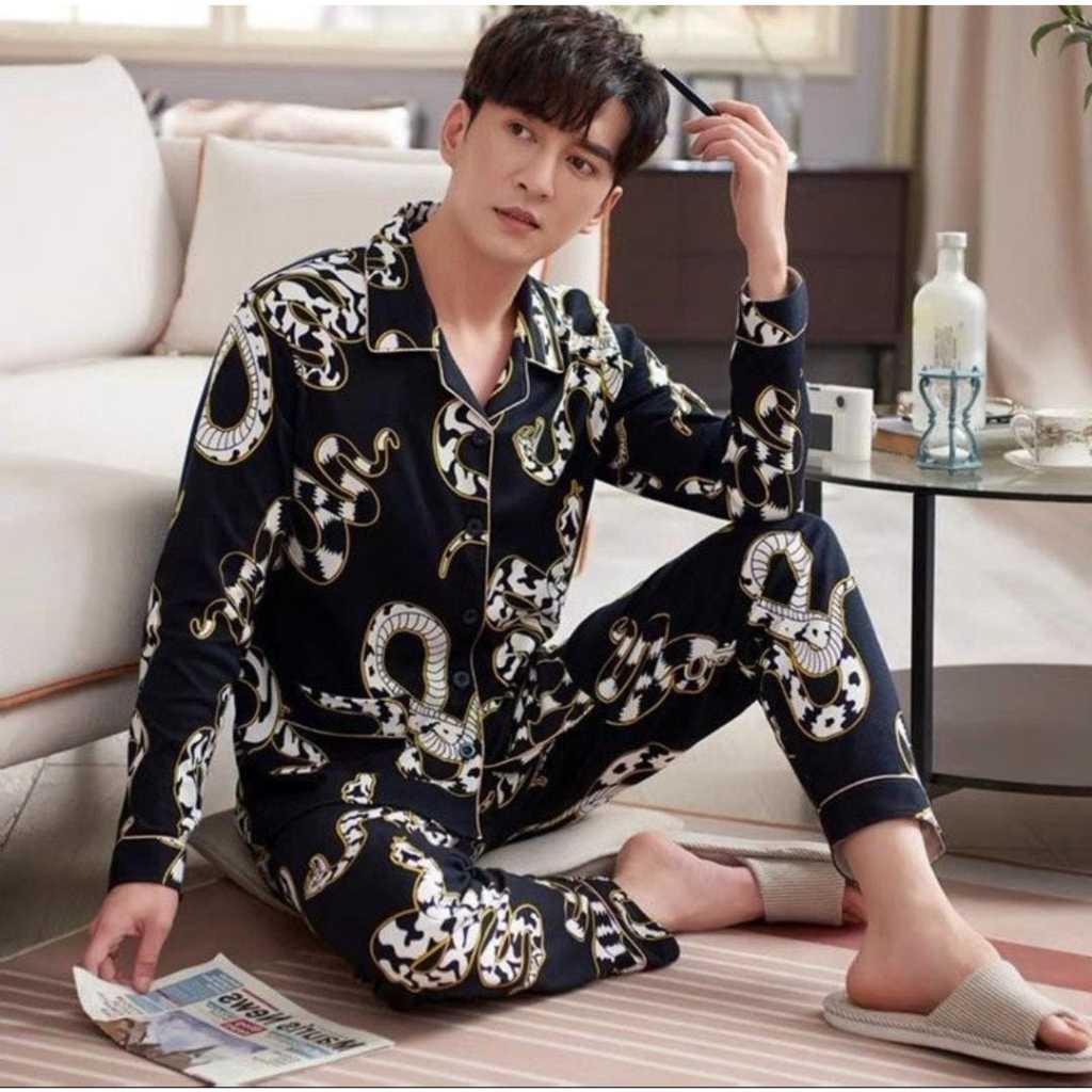 Jual ONESET PIYAMA PRIA/Setelan Piyama Baju Tidur Pria Import Lengan ...