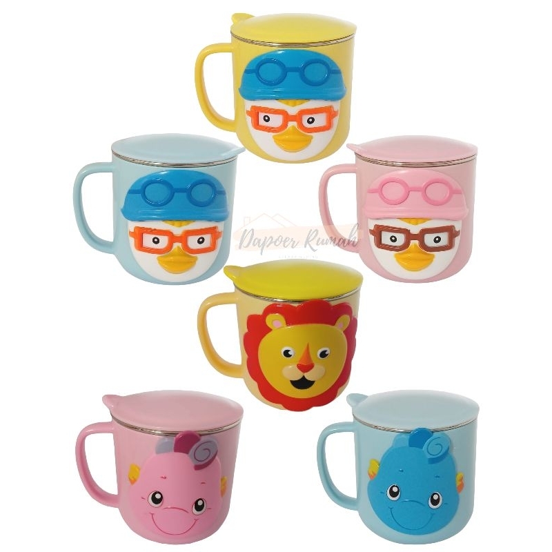 Jual GELAS MINUM ANAK STAINLESS/MUG ANAK PORORO/LION/GELAS ANAK ...