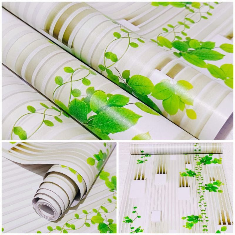 Jual Wallpaper Sticker Dinding Motif Pagar Tralis Daun Hijau Elegan Modern Premium Kekinian ...
