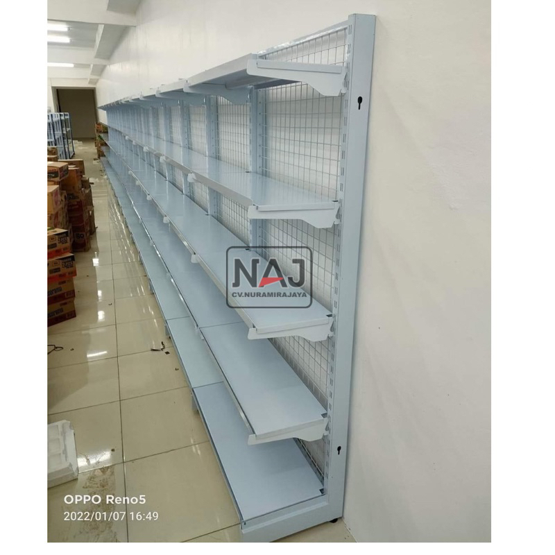 Jual Rak gondola Minimarket single Varian Ukuran bisa reques warna ...