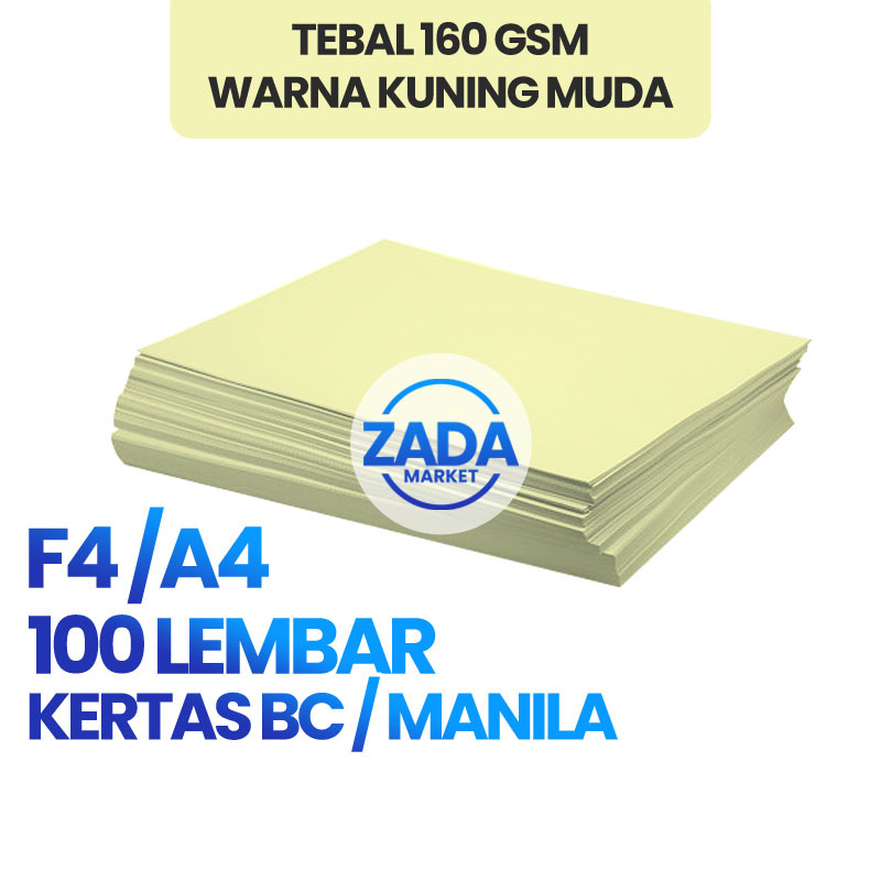 Jual 100 Lembar Kertas Warna Kuning Muda BC Tik / Manila / BW / Brief ...