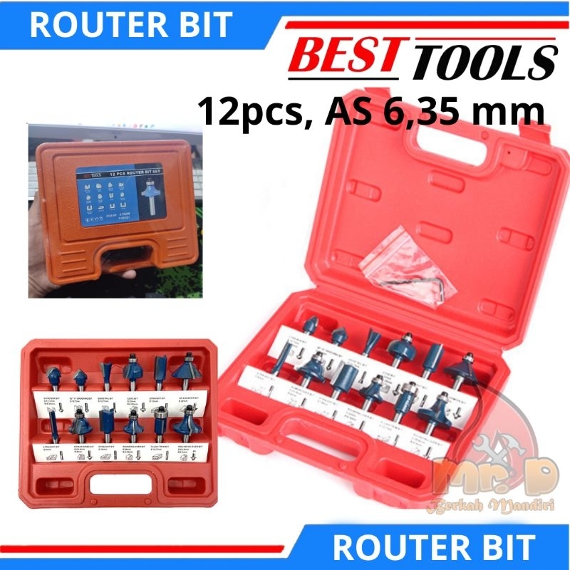 Jual Mata profil kayu set router bit 12 pcs As 1/4" (6mm) | Shopee ...