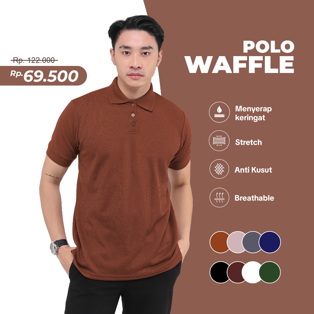 Jual BROGUY Kaos Polo Shirt Pria Waffle - Chestnut | Shopee Indonesia