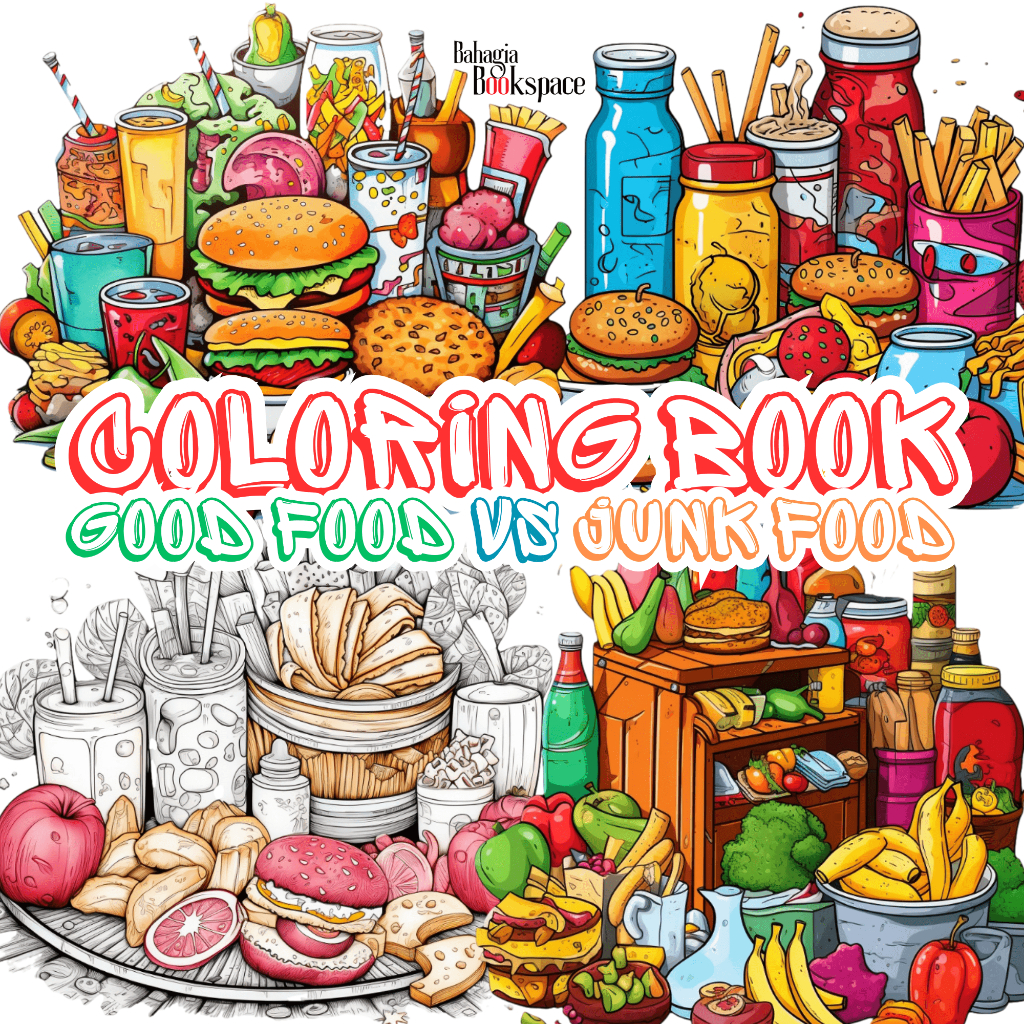 Jual Junk Food vs Good Food In Doodle Art Style Coloring Book | Shopee ...