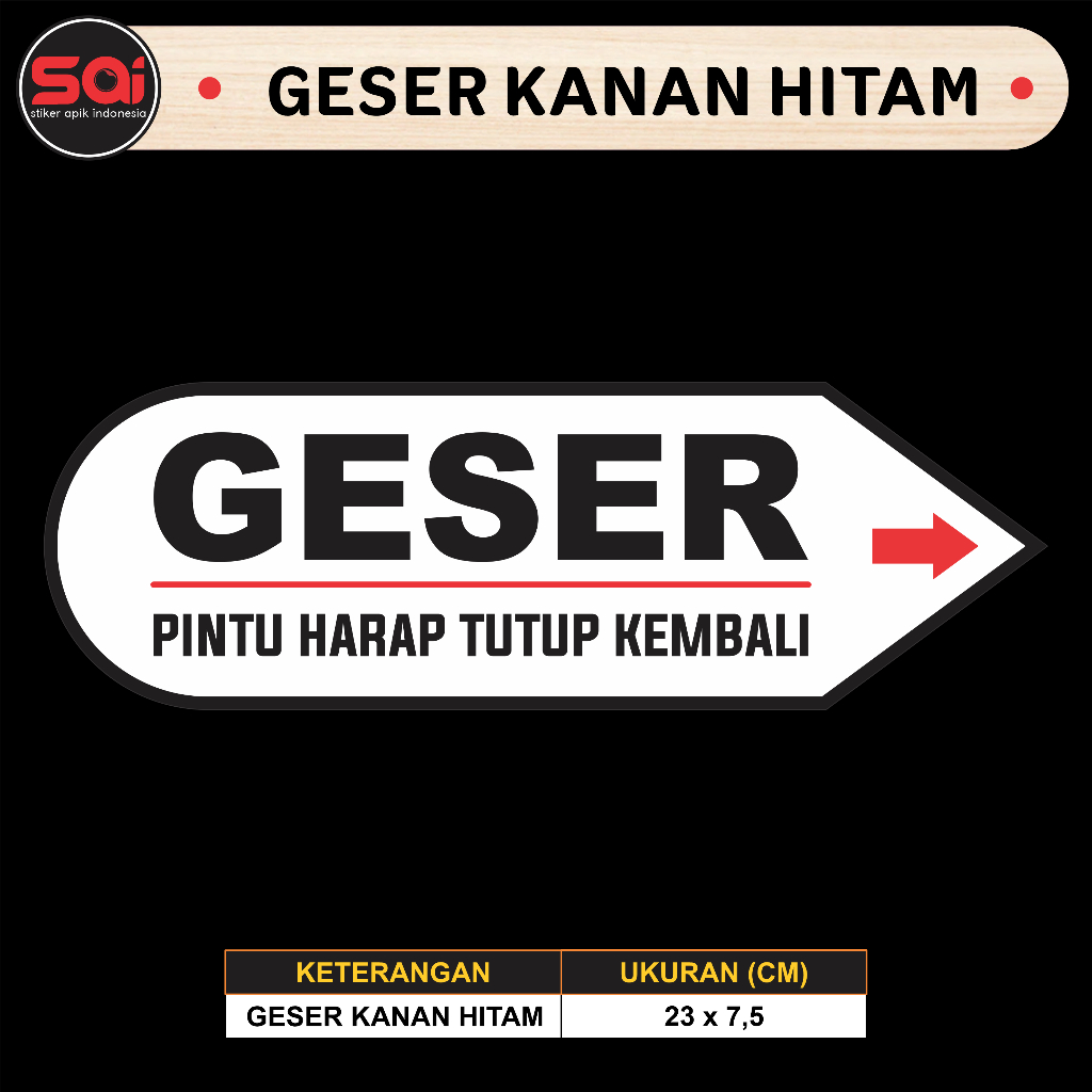 Jual stiker vinyl GESER KANAN KIRI PINTU HARAP TUTUP KEMBALI laminasi ...