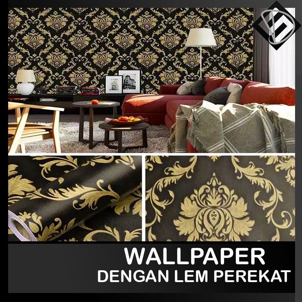 Jual Wallpaper Sticker Dinding Elegan Mpoti BATIK HITAM GOLD Premium ...