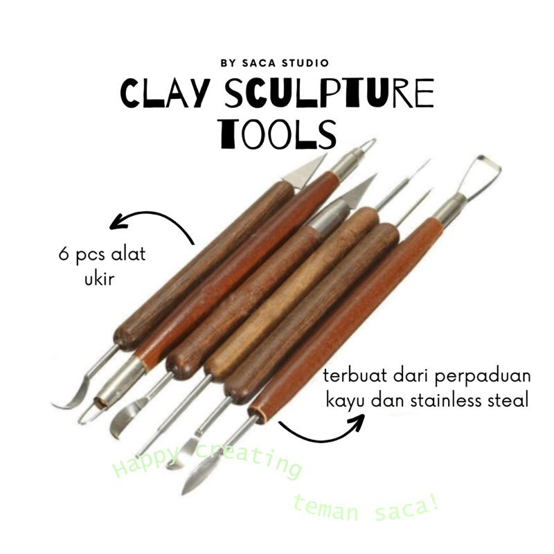 Jual Alat Ukir Gagang Kayu | Clay Sculpture Tools | Pottery Tools ...