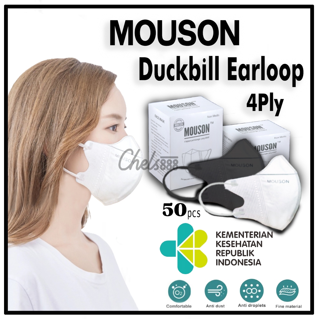 Jual Masker Duckbill MOUSON Earloop 4ply isi 50 pcs | Shopee Indonesia