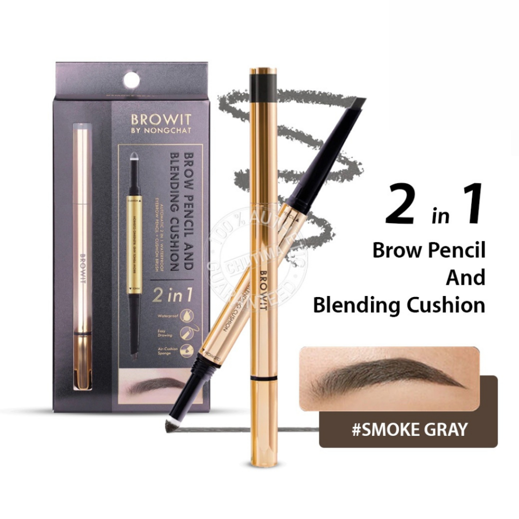 Jual BROWIT BY NONGCHAT Brow Pencil And Blending Cushion 2 IN 1 Waterproof Eyebrow Pencil ...