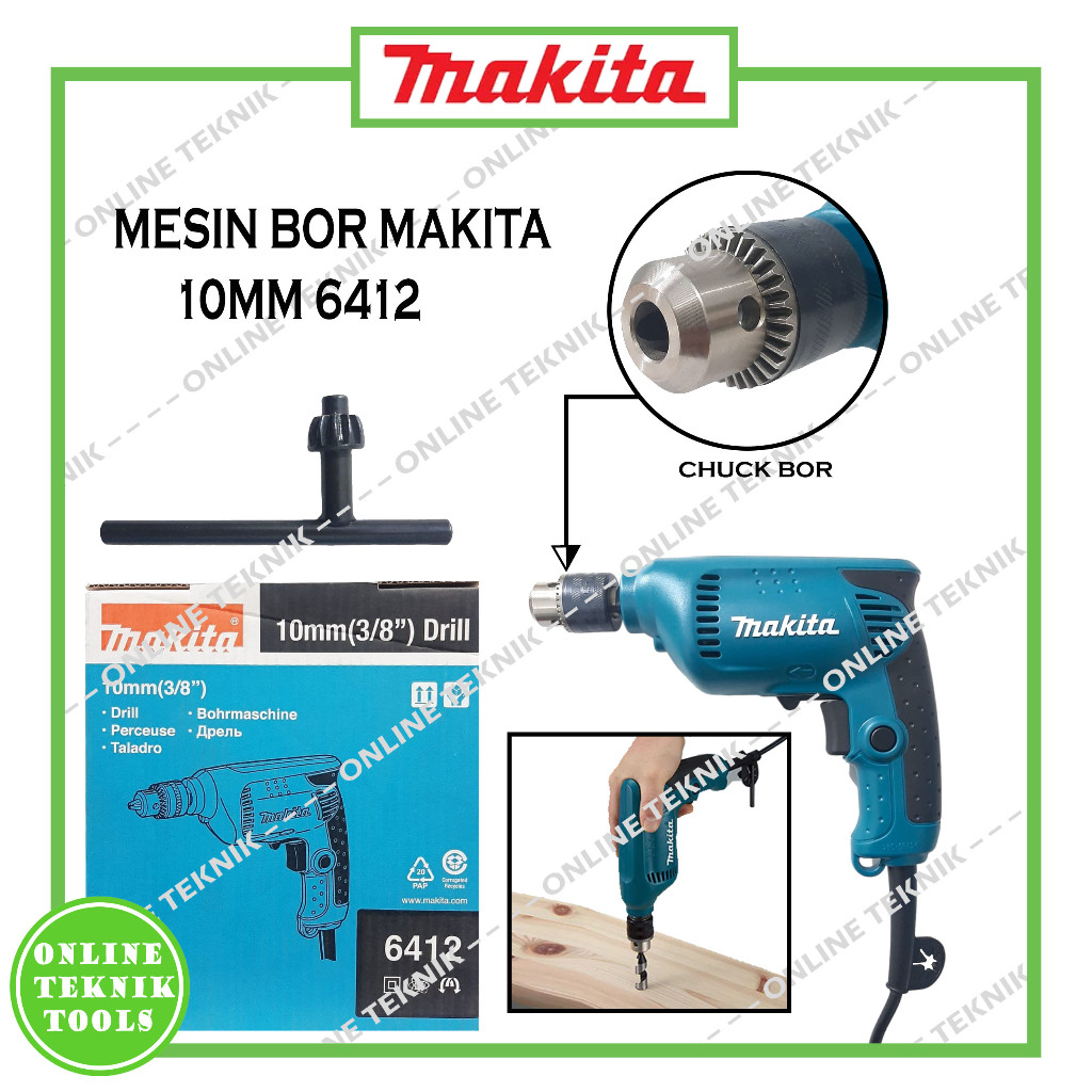 Jual MAKITA 6412 Mesin Bor Tangan 10mm / Mesin Bor Listrik Kayu Besi Hand Electric Drill 10 mm ...