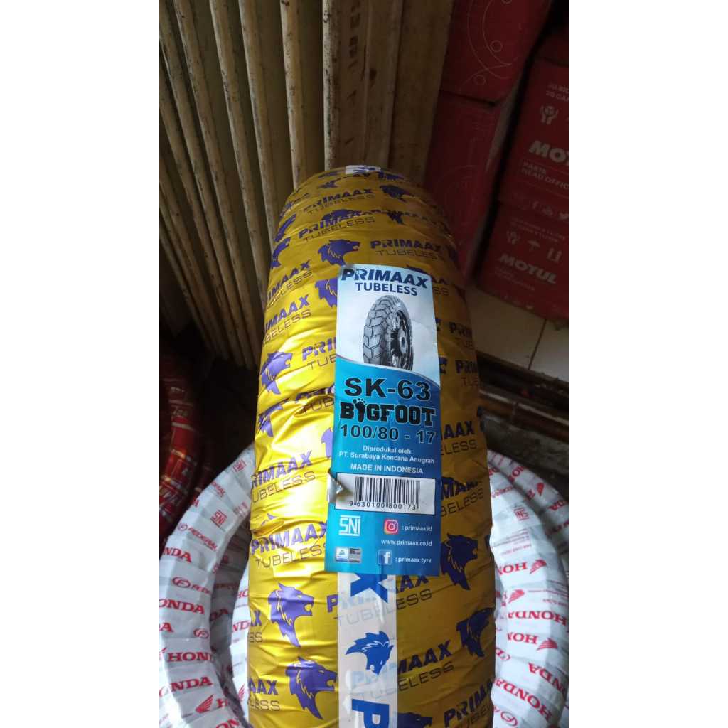 Jual Ban motor tubles ring 17 ukuran 100/80 primaax SK 63 BIG FOOT Semi ...