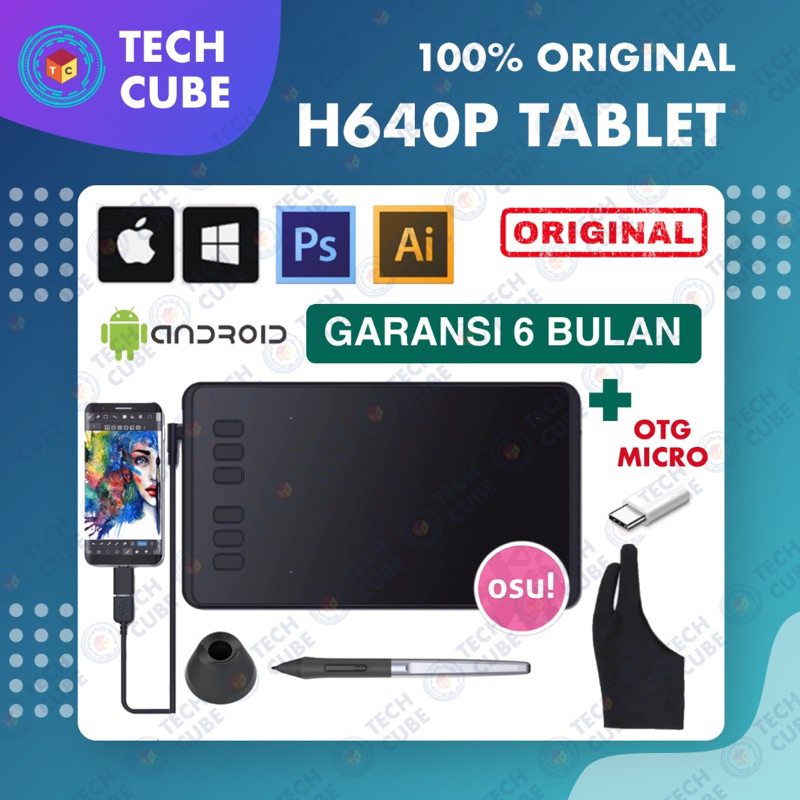 Jual Huion H640P Drawing Digital Graphic Pen Tablet OSU Game Design ...