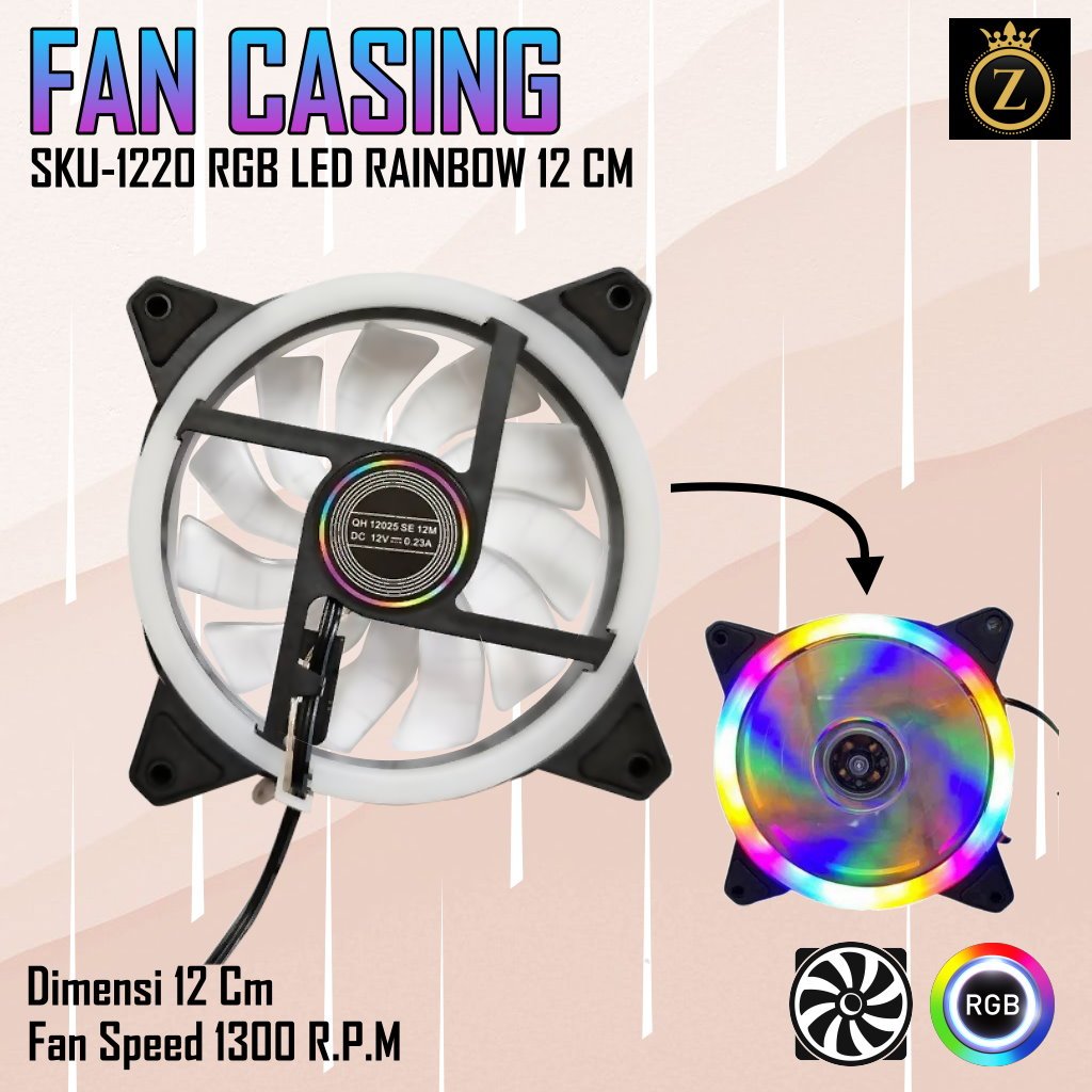 Jual Fan Casing 12Cm SKU-1220 RGB LED Rainbow Konektor Molex | Shopee ...