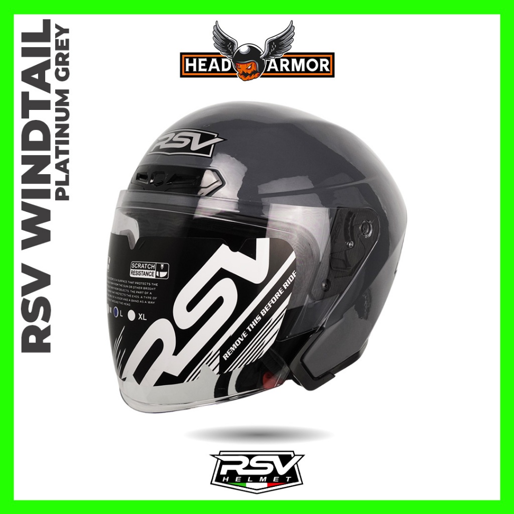 Jual Helm RSV Windtail Platinum Grey | Helm Sport | Half Face | Head ...