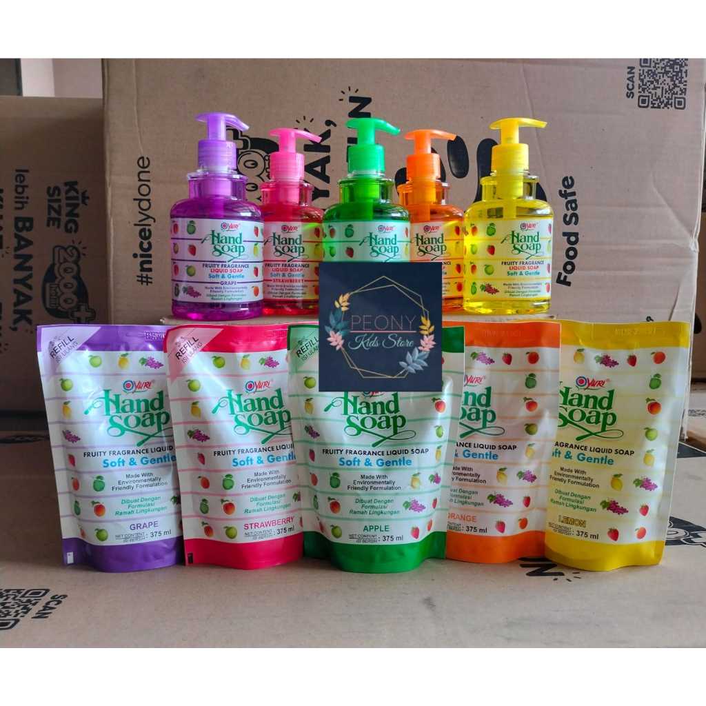 Jual YURI HAND SOAP 410ml 375ml/sabun cuci tangan cair aroma buah pump 410 ml Refill 375ml ...