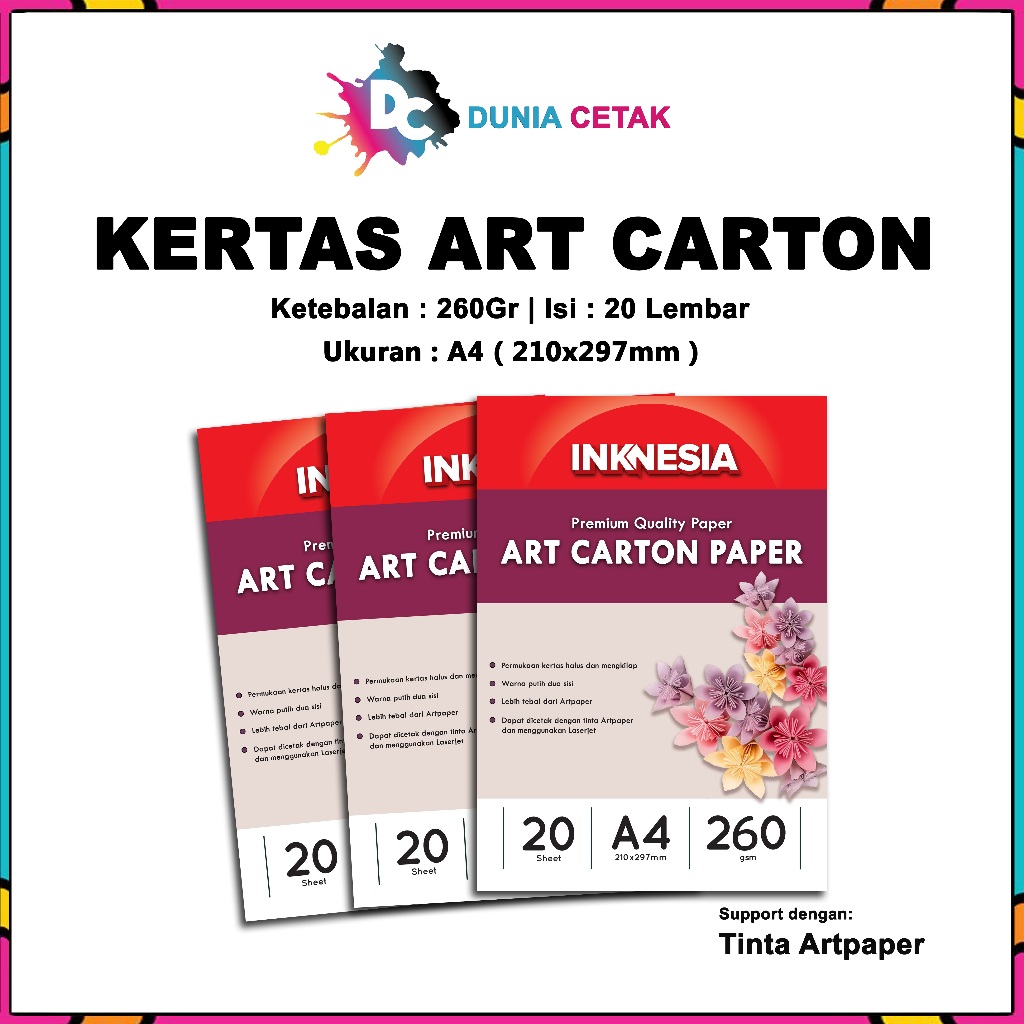 Jual Kertas Art Karton / Carton 260 gsm A4 isi 20 lbr / Art Carton ...