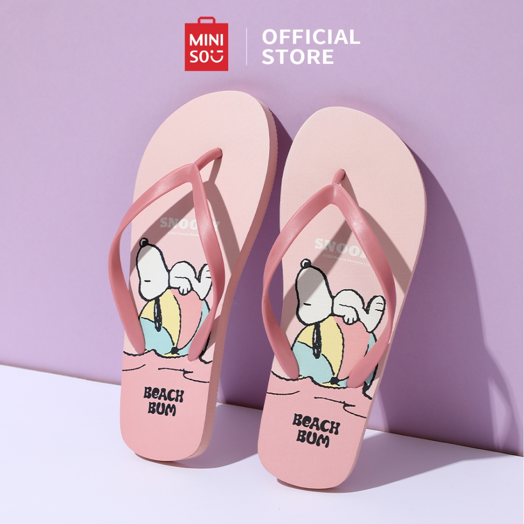 Jual MINISO Snoopy Sandal Jepit Wanita Uniseks Pria dan Wanita Sandal ...
