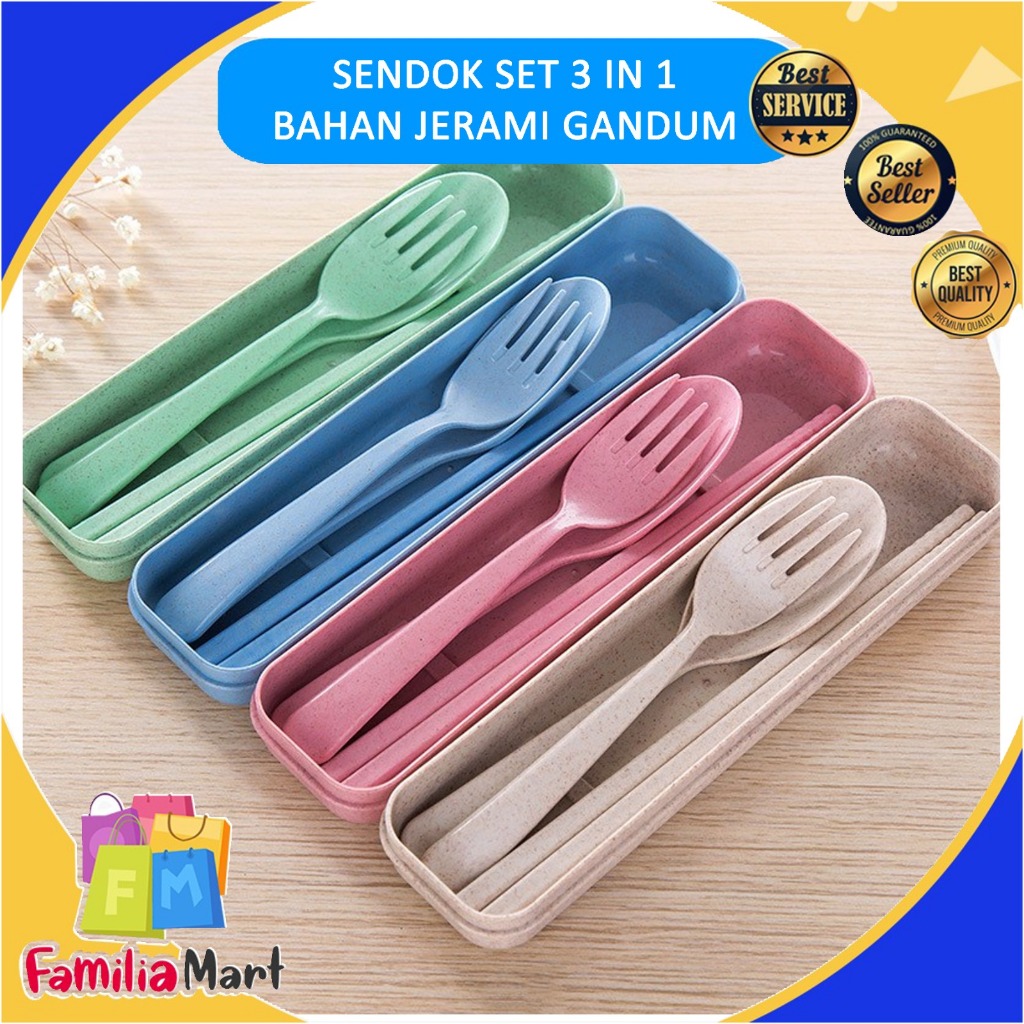 Jual Sendok Garpu Sumpit Set Jerami Portabel / Alat Makan Bahan Jerami ...