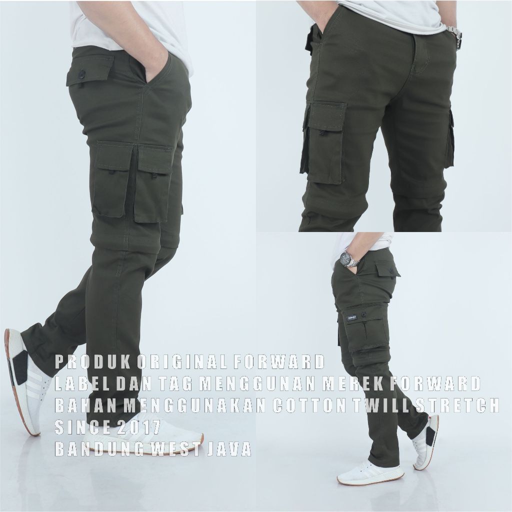 Jual Celana Cargo Panjang Pria Hijau Army Premium Kanvas Original Slimfit Long Kargo ...