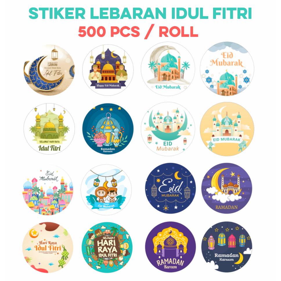 Jual 500 Pcs Stiker Lebaran Idul Fitri Ramadan Haji Umroh Sticker ...