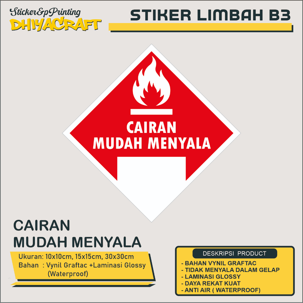 Jual Sticker Label Tanda Simbol Limbah B3 ukuran 10x10 cm Stiker Bahan ...