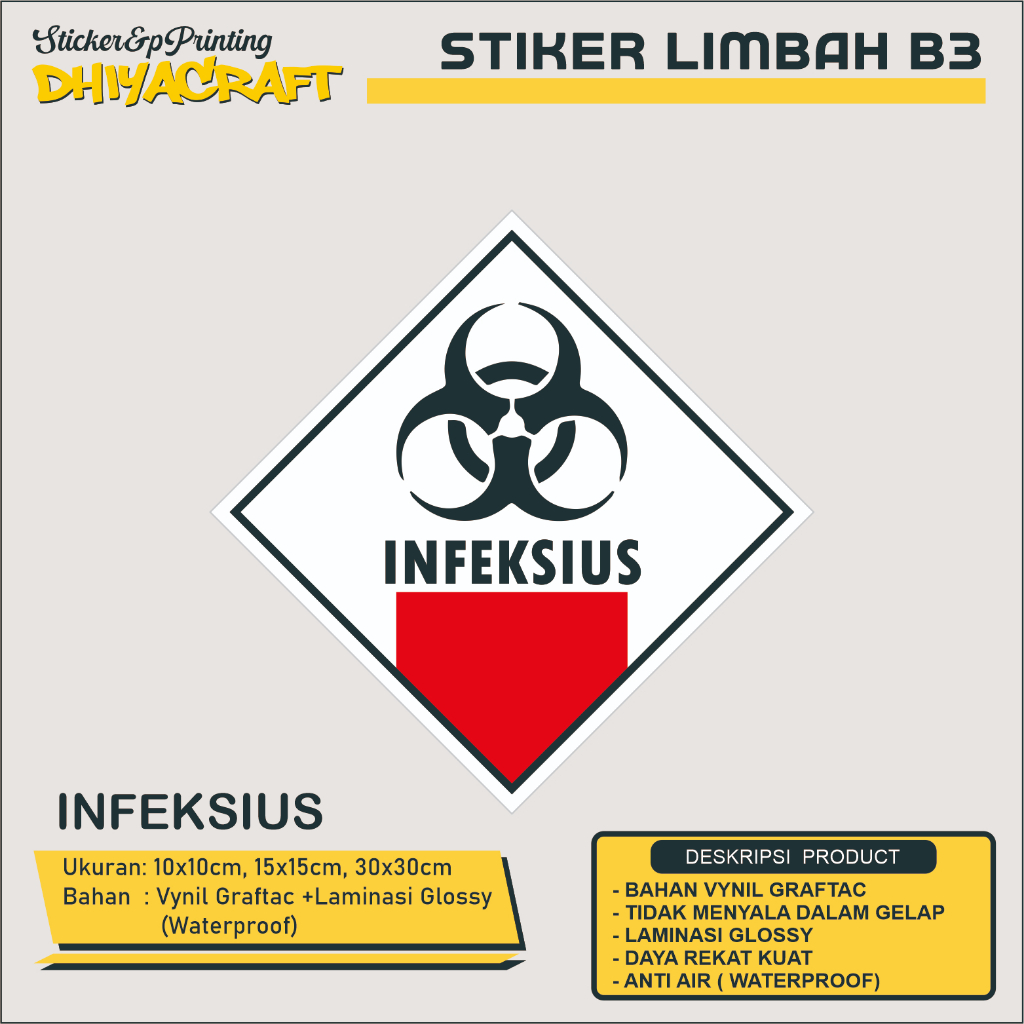 Jual Sticker Label Tanda Simbol Limbah B3 ukuran 10x10 cm Stiker Bahan ...